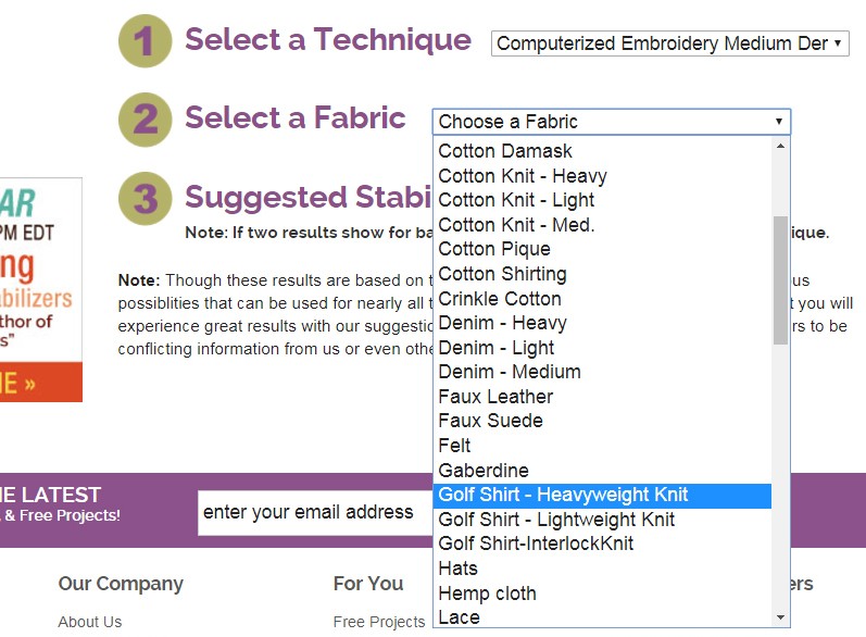 Stabilizer Selector Tool - What Stabilizer Do I Use? - Answered - Sulky