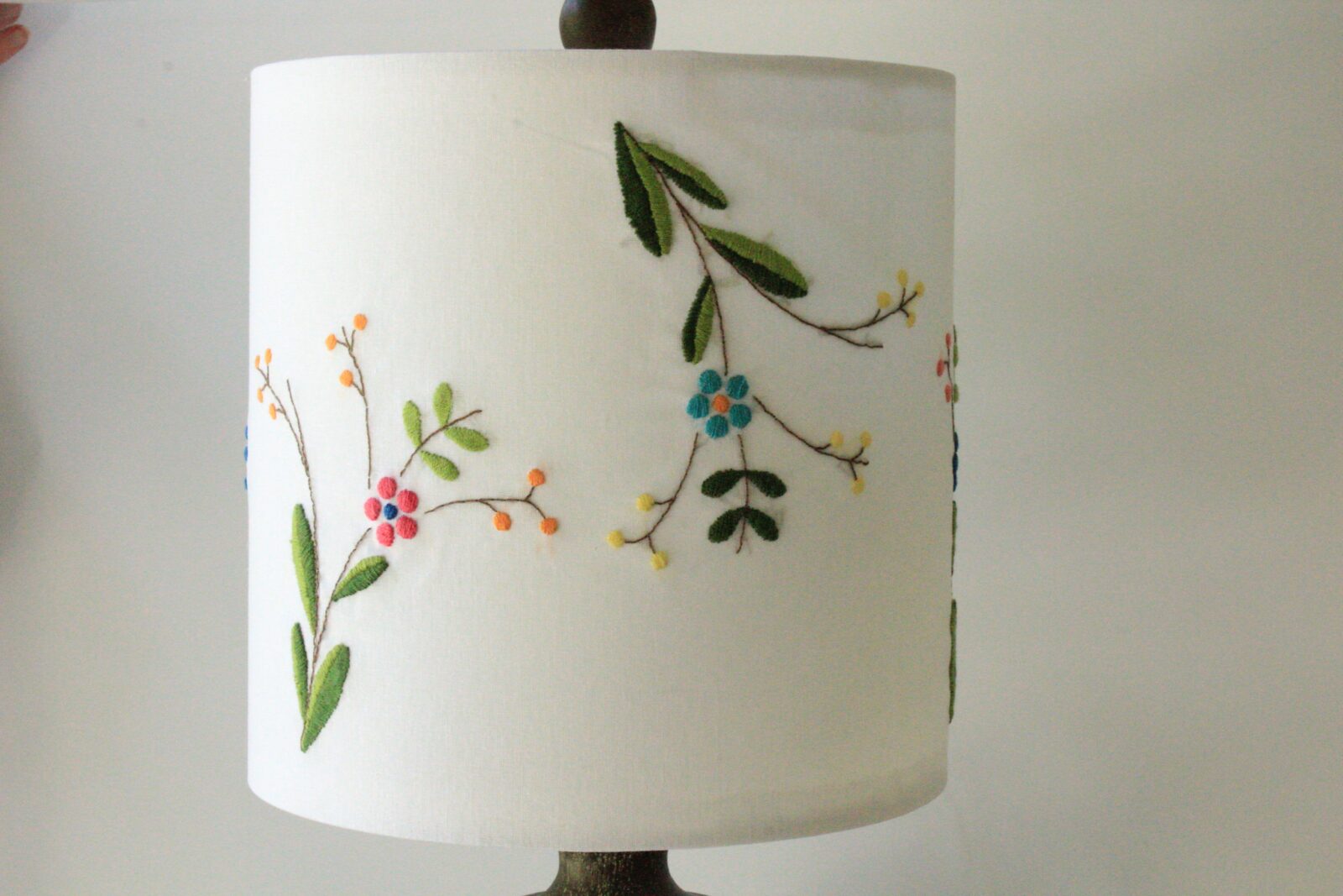 Floral Embroidered Lampshade using Heavyweight Threads - Sulky