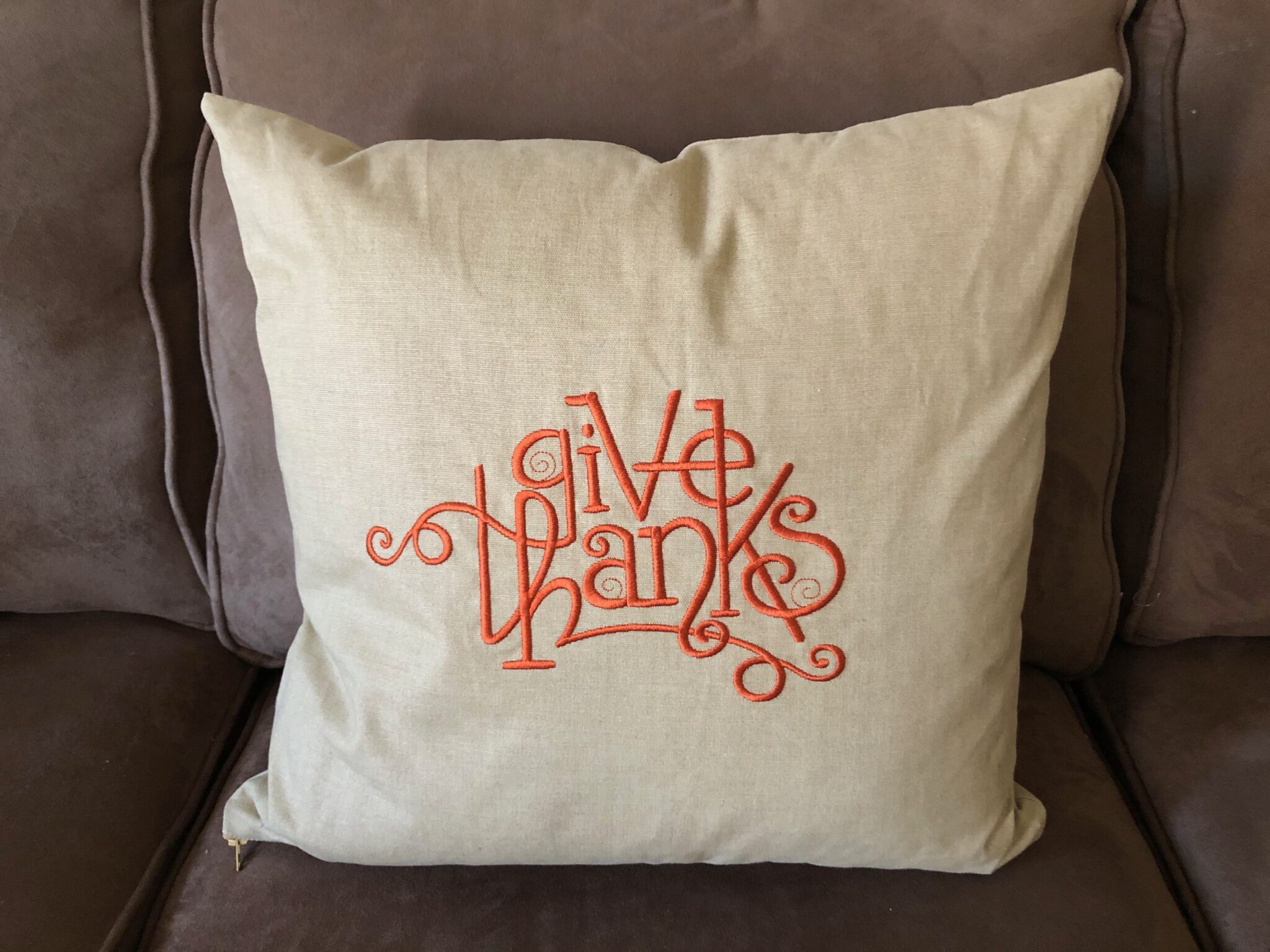 Give Thanks Pillow with Embroidery Made Easy - Sulky