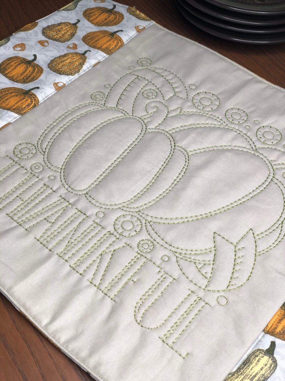 Thanksgiving Placemats with Machine Embroidery - Sulky