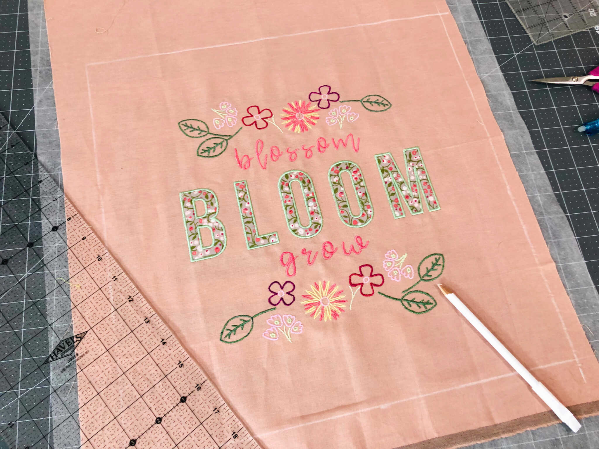 Bloom Machine Embroidered Mini Quilt - Sulky