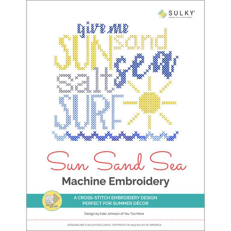 Sun Sand Sea Cross Stitch Chart & Machine Embroidery Design - Sulky