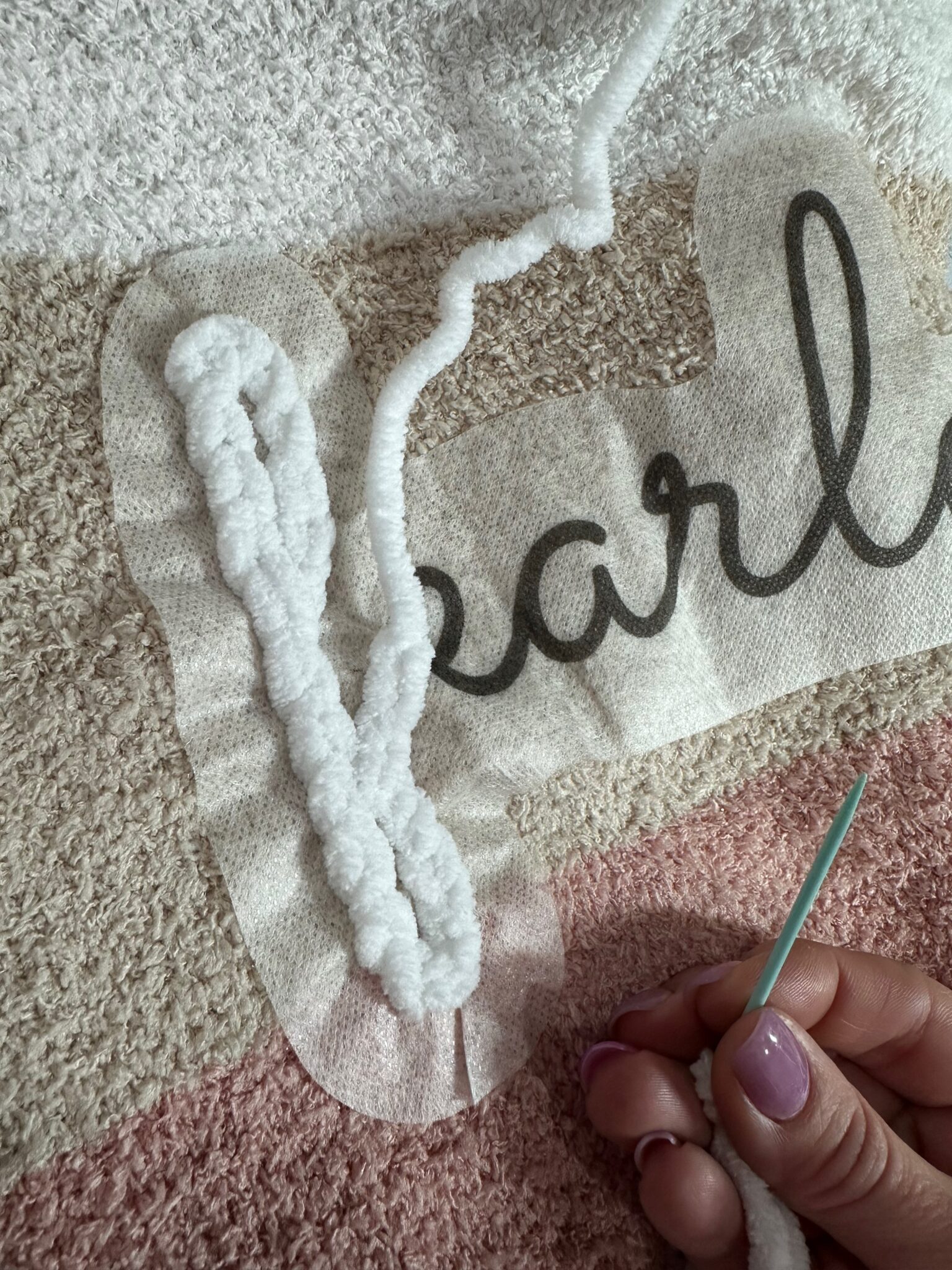 Yarn Embroidery on Chunky Sweater - Sulky
