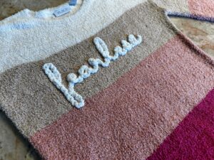 Yarn Embroidery on Chunky Sweater - Sulky