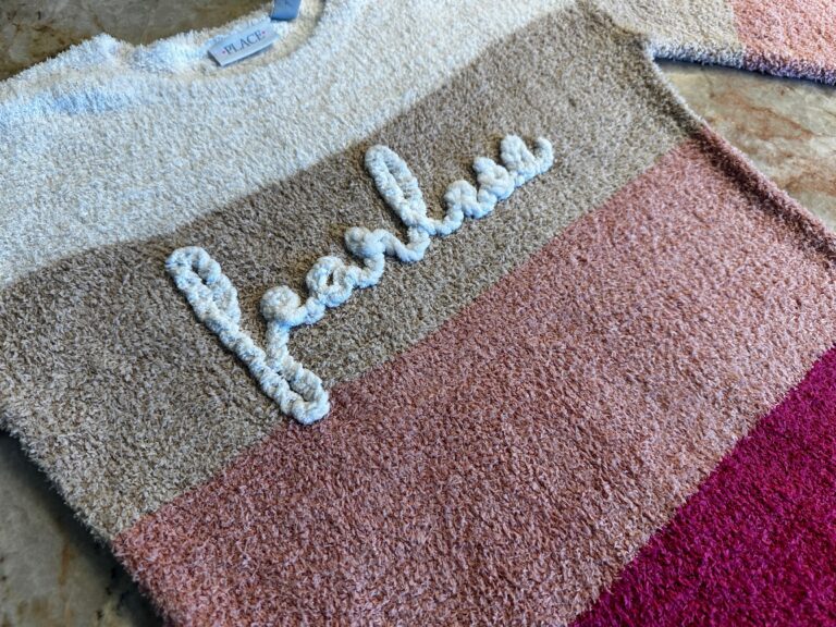 Yarn Embroidery on Chunky Sweater - Sulky