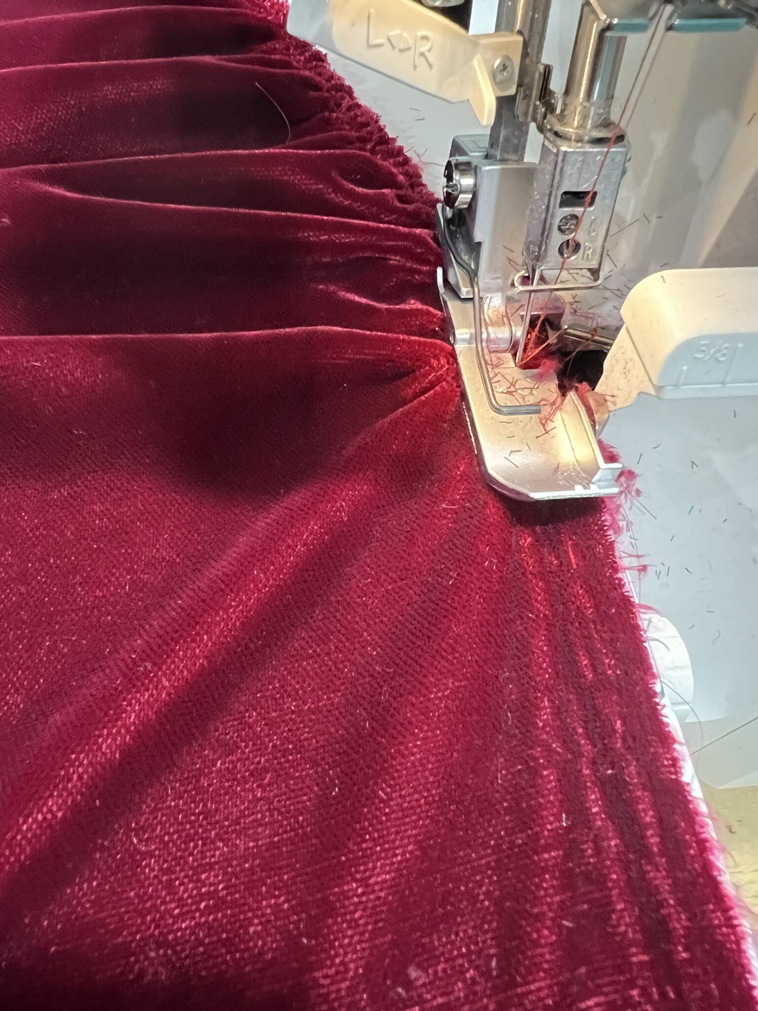 Velvet Table Runner with Ruching & Embroidery - Sulky