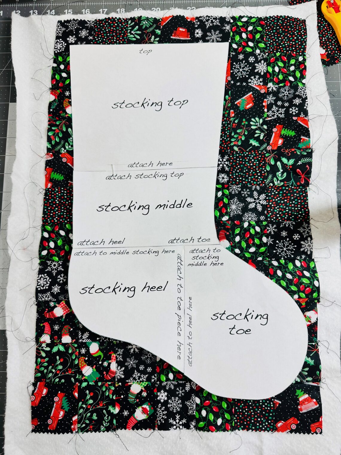 Patchwork Christmas Stocking with Stabilizer Grid - Sulky